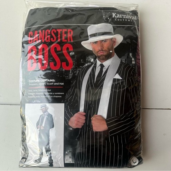 Suits & Blazers | Halloween Gangster Boss Costume Large 4244 Black And ...
